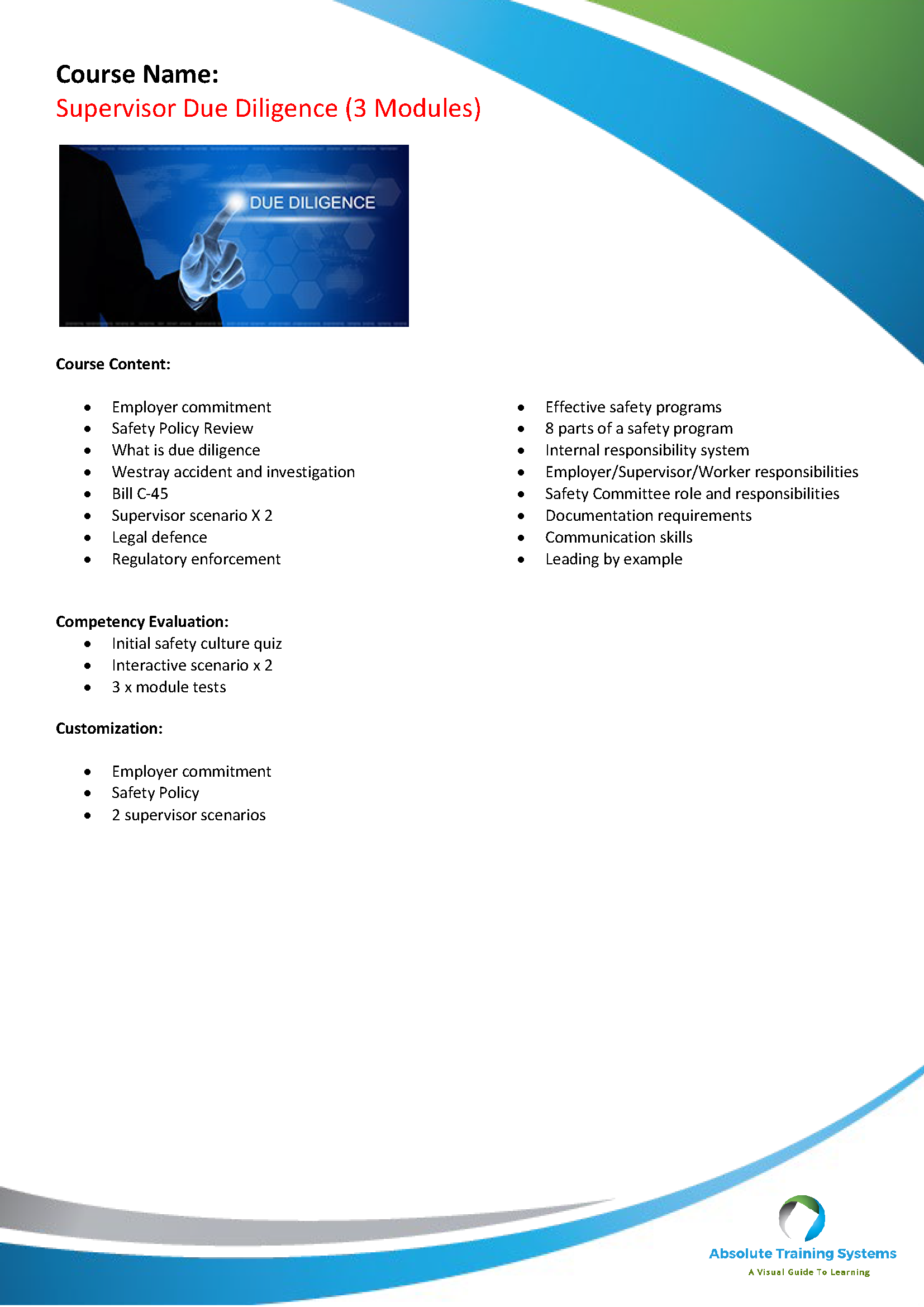 Course – Due Diligence Supervisor Awareness – ATS